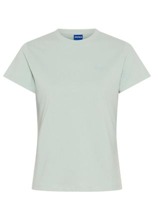 HUGO BOSS T-Shirt HUGO Damatee, Damen, Gr. XXL, wei&szlig; (open gr&uuml;n 381), Single Jersey, Obermaterial: 100% Baumwolle, unifarben, h&uuml;ftlang, Rundhals, abgesteppte Ka