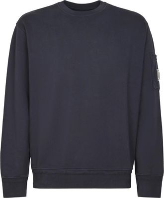 C.P. Company C.p. Company, Homme, Sweatshirts et sweats &agrave; capuche, Bleu, Taille: M Cotton Diagonal Fleece Crewneck Lens SweaT-shirt