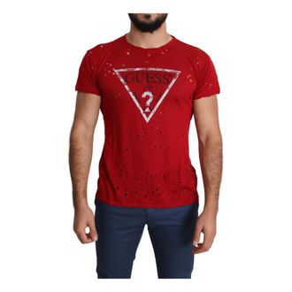 Guess Rotes Baumwoll-Freizeit-Top mit Logo-Print - - Tops - Herren - Rot - L