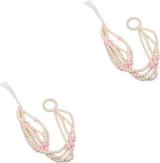 Yardwe Blumentöpfe Aufhängen 2st Holzperlen-blumentopf-hängekorb Pflanzgefäß-aufhänger Mit Quasten Perlen Pflanzenhänger Makramee- Makramee-pflanzenhalter Pf