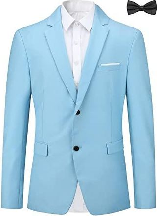 AlltheMen Blazer Homme Veste de Costume avec Cravate Slim Fit Deux Bouton daffaire Blazer Veston Homme Elégant Formel pour Mariage Business Dîner Bleu 3XL