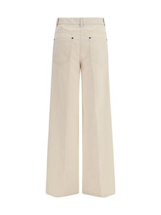 Forte_Forte Flocked Cotton Denim Trousers - Ivory