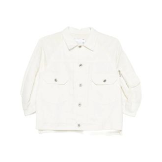 sacai Femme, Vestes, Blanc, Taille: 34 FR Veste Denim x Nylon Twill