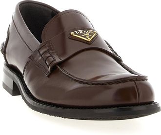 Prada Brushed Leather Loafers - Brown