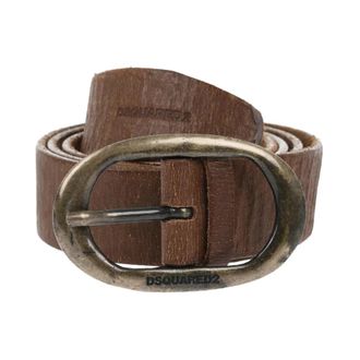 Dsquared2 Craquele Leder G&uuml;rtelschnalle mit Logo - - Accessories - Herren - Braun - 90 CM