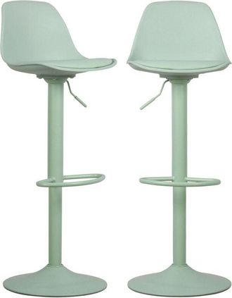 Sweeek Sweeek - Lot de 2 tabourets de bar réglables 61.5/83.5cm - Noah - simili cuir vert céladon - hauteur réglable. repose-pieds