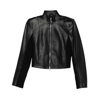 Patrizia Pepe Femme, Vestes, Noir, Taille: 36 FR Veste en cuir avec fermeture &eacute;clair frontale