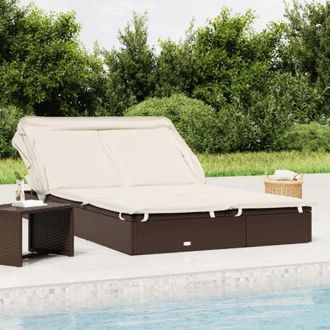vidaXL Vidaxl - Transat 2 places avec toit pliable marron 213x118x97 cm