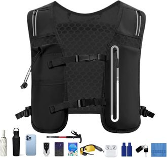 Generic Running Hydratationsweste,4L Running Trinkrucksack - Anpassbare Brustgurte Reflektierende Wasserblase Für Frauen Männer Radfahren Trailrunning Wandern