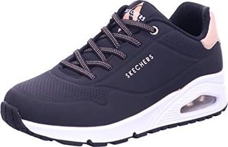 Skechers Femme Uno - Shimmer Away Basket, Black Durabuck Rose Gold Duraleather Trim, 39 EU