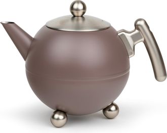 Bredemeijer große Kugelkanne 1.2 Liter - aubergine-farbene Teekanne aus doppelwandigem Edelstahl - für längeren, warmen Teegenuss