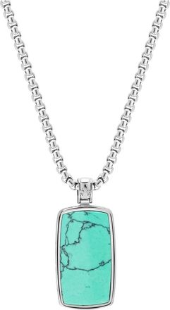 Nialaya Homme, Accessoires, Gris, Taille: M Collier Plaque Militaire Turquoise