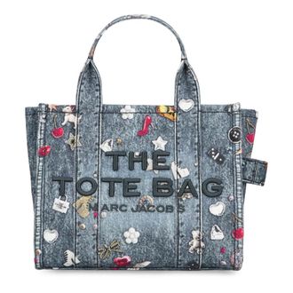 Marc Jacobs Femme, Sacs, Bleu, Taille: ONE Size Le Sac Cabas Petit Mod&egrave;le en Toile Trompe-loeil Trinket