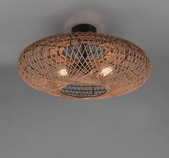 Trio Leuchten [GEBRAUCHT] B-Ware Trio Lighting Deckenlampe Hedda H&auml;ngeleuchte Lampe Sisal Metall Schwarz Braun