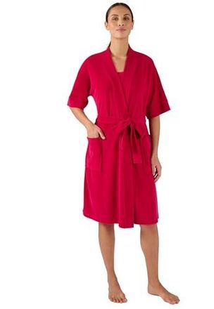 Damart Robe de Chambre Forme Kimono, Maille Bouclette Femme Rouge Taille 38-40 (S)