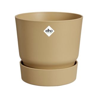 ELHO Greenville Rund 30 - Blumentopf für Innen und Außen - Selbstbewässerungstopf - 100% recyceltes Plastik - Ø 29.5 x H 27.8 cm - Beige/Goldener Sand