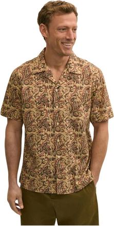 Brooks Brothers Homme, Chemises, Brun, Taille: 2XL Block Print Cotton Camp Shirt