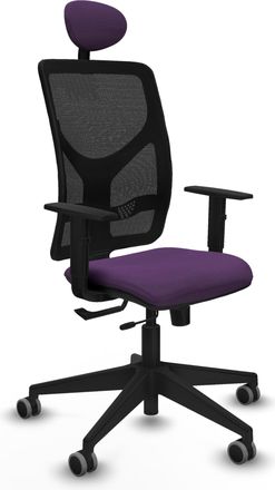 Piqueras y Crespo Drehstuhl mit Rollen und 1D-Armlehnen, h&ouml;henverstellbare Lendenwirbelst&uuml;tze und festes Kopfteil, ausgestattet mit Syncro/Traslack und Schneideschaum, 