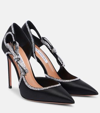 Aquazzura Verzierte Pumps Soave Crystal 105 aus Satin