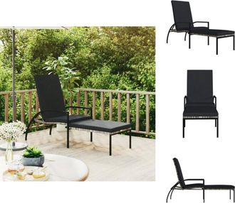 vidaXL Sonnenliege mit Fu&szlig;hocker PE-Rattan Grau - Sonnenliege - Gartenm&ouml;bel - Outdoor M&ouml;bel - Lounge Chair - Relaxsessel