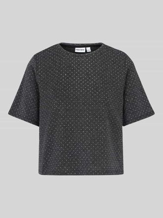 Pieces T-Shirt mit schimmerndem Allover-Design