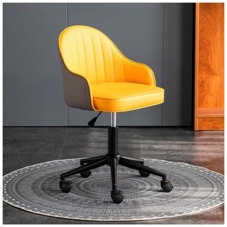 Generic Drehbarer Schreibtischstuhl Aus Leder - H&ouml;henverstellbarer, Ergonomischer B&uuml;rostuhl Mit 360&deg;-R&auml;dern for Zuhause, Schlafzimmer Oder Schminktisch(Yellow