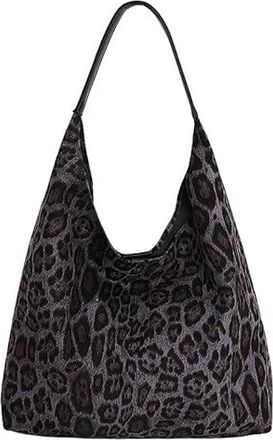 Generic Grand sac fourre-tout r&eacute;tro en daim synth&eacute;tique pour femme (noir)