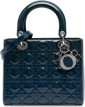 Dior sac cabas Cannage Lady Dior médium (2015) - Bleu