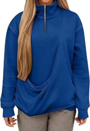 Generic Sweat-shirt &agrave; poche pour animaux de compagnie pour femme, sweat-shirt surdimensionn&eacute; &agrave; demi-fermeture &eacute;clair avec poche c&acirc;linante, manteau chaud &agrave; man