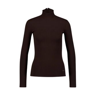 Ferragamo Schmal geschnittener Rollkragenpullover aus braunem Jersey - - Tops - Damen - Braun - L
