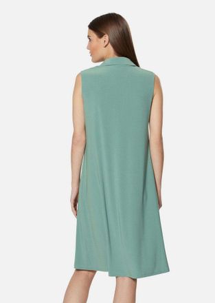 Madeleine Midikleid &Auml;rmelloses Sommerkleid mit V-Ausschnitt Unifarbenes Design mit modernem Hemdkragen-Detail