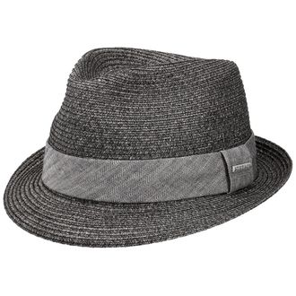 Stetson Reidton Toyo Trilby Strohhut Herrenhut Melierter Hut mit Garniturband Sonnenhut aus Toyo-Stroh Herren Fr&uuml;hjahr Sommer anthrazit XXL (62-63 cm)