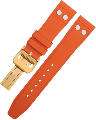 Generic 21 mm naturfarbenes Fluorkautschuk-Armband mit Nietenarmband für Portugieser Soft Wristband-Uhrenarmband