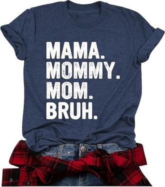 Generic T-shirt d&eacute;t&eacute; &agrave; manches courtes pour femme Mama Mommy Mom Bruh T-shirt ample d&eacute;t&eacute; pour la f&ecirc;te des m&egrave;res Coupe ample Lettre T-shirt tendance graphique 