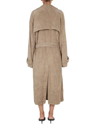 Balenciaga Towel-Terry Cotton Trench Coat - Beige