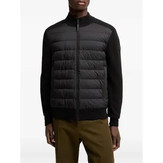 Moncler Virgin Wool and Quilted Panel Cardigan - Black