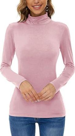 Generic Haut Thermique Femme Col U T Shirt Thermiques Cotton &agrave; Manches Longues sous Pull Hiver Chaud Tee Shirt Thermolactyl Casual Couleur Unie S-XXL