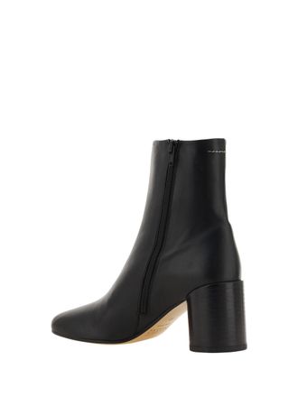 Maison Margiela Womens Ankle Boots Square-Toe Black Leather Upper: Lamb