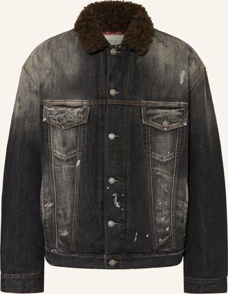 Acne Studios Jeansjacke Mit Kunstfell schwarz