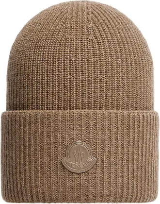 Moncler Moncler Bonnet En Laine Et Cachemire M&eacute;lang&eacute;s, Femme, Marron, Taille: Uni