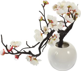 BESPORTBLE K&uuml;nstlicher Pflaumenbl&uuml;ten Bonsai Klein aus Kunststoff mit Wei&szlig;er Bl&uuml;te Langlebige Winterdeko f&uuml;r Schreibtisch und Wohnraum
