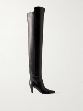 Saint Laurent Jill Overknees Aus Leder - Schwarz