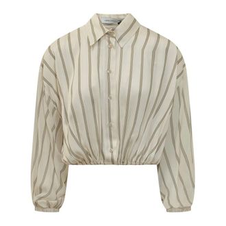 Simona Corsellini Femme, Blouses et Chemises, Beige, Taille: 40 FR Chemise &agrave; rayures &agrave; manches longues