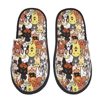Generic Chaussons Femme Homme Impression De Groupe Chats Et Chiens Chaussons Doubl&eacute;es En Peluche Confort Chaude Pantoufles, Pour Femmes, Mariage, F&ecirc;te, L