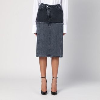 Alexander McQueen Two-tone black denim skirt
