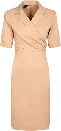 Pinko Pinko, Femme, Robes, Beige, Taille: 40 FR Robe portefeuille &agrave; col crant&eacute;