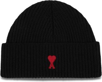 Ami unisex, Accessoires, Noir, Taille: ONE Size Bonnet Beanie Noir Rouge ADC
