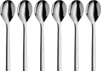WMF Nuova Tee-/ Kaffeelöffel Set 6-teilig, 13,5 cm, Teelöffel Cromargan Edelstahl poliert, Dessertlöffel glänzend, spülmaschinengeeignet