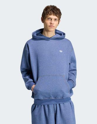 adidas Originals Trefoil Essentials Melange Loose Hoodie in Crew Blue Mel-Blau