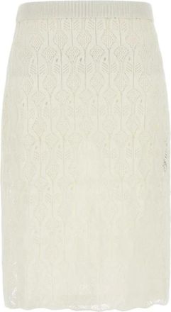 Bottega Veneta Femme, Jupes, Blanc, Taille: 36 FR Intrecciato Knit Pencil Skirt